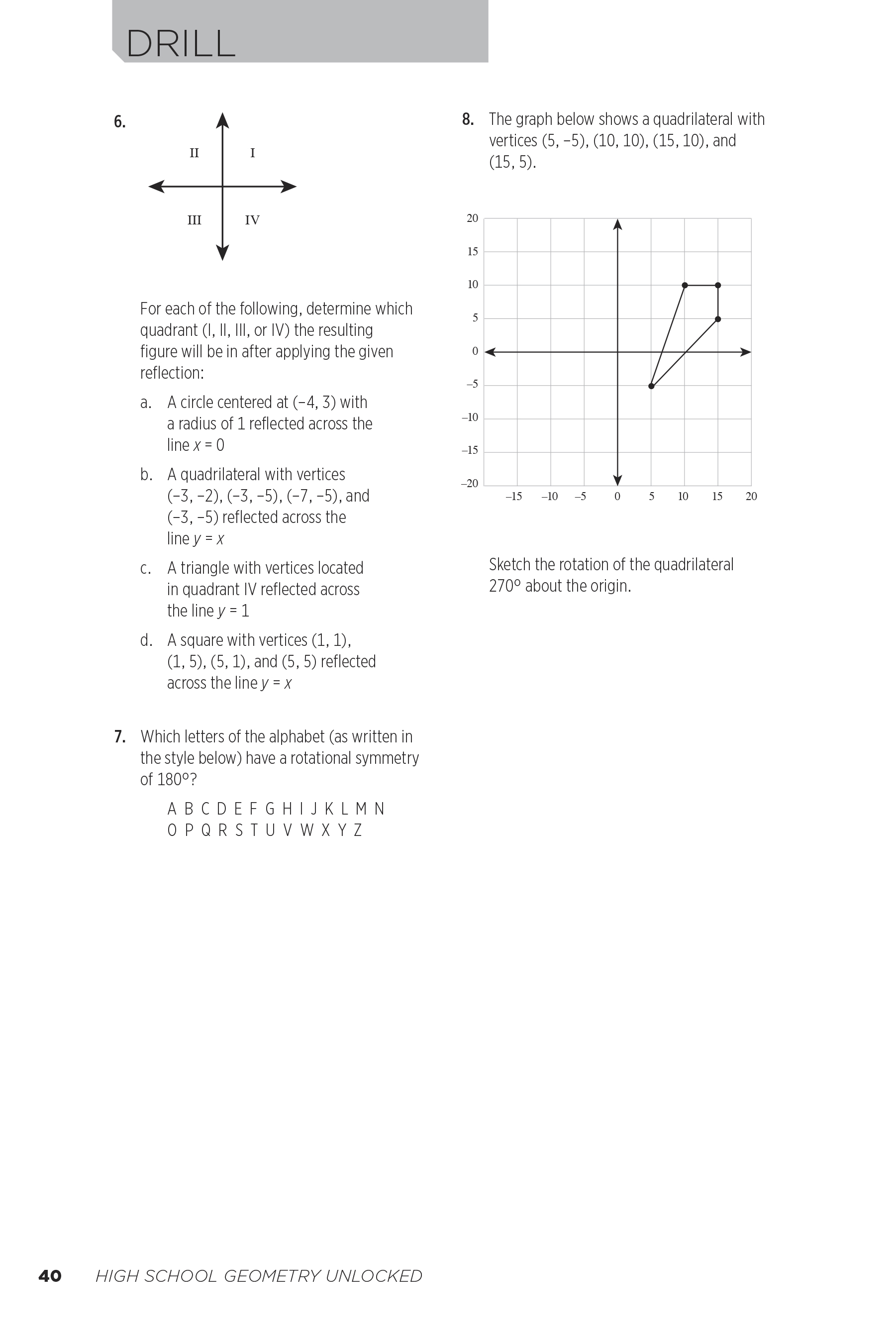 Extended ebook content for High School Geometry Unlocked: Chapter 1 Practice Questions